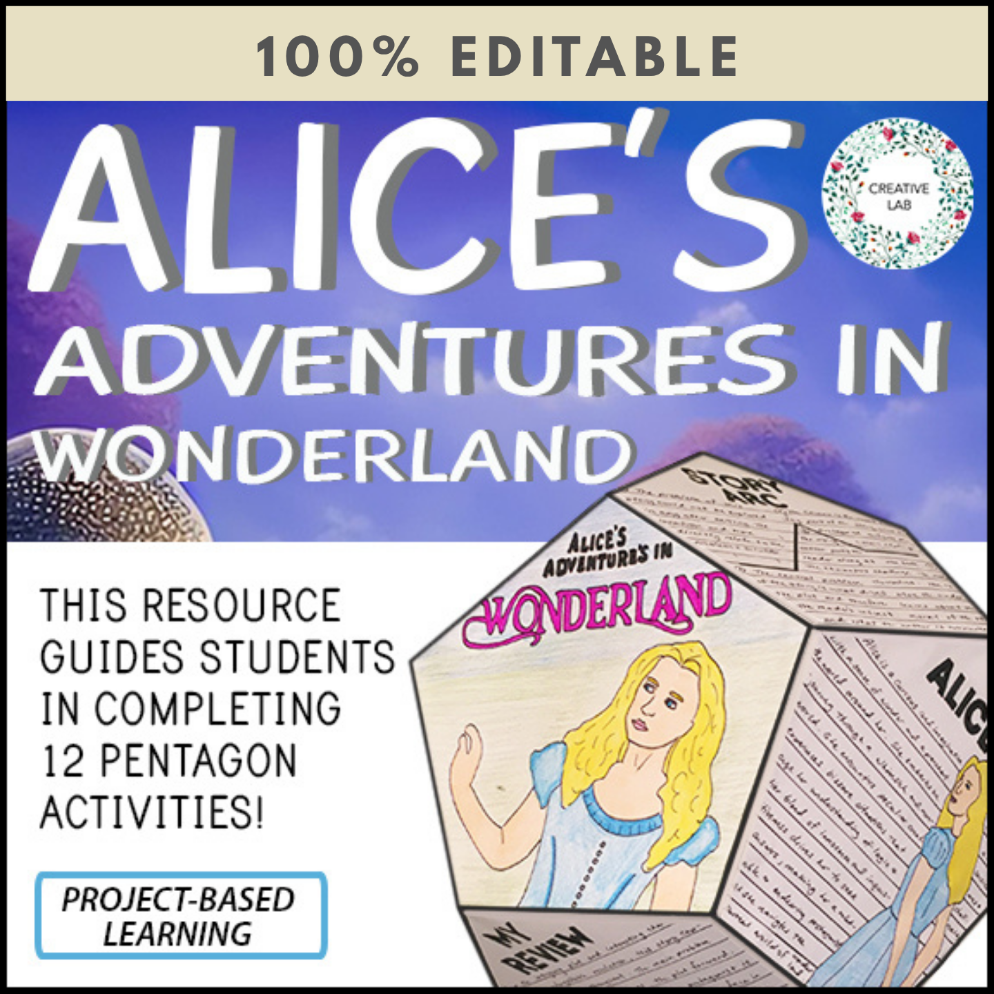 Alice in Wonderland - Novel Study Project Craft - 100% Editable ...