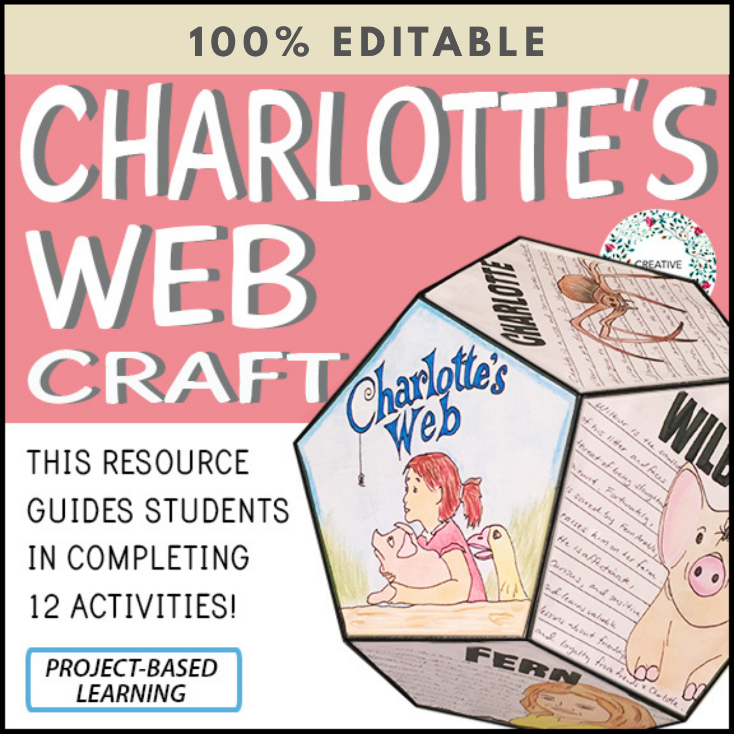 Charlotte's Web - Novel Study Project Craft - 100% Editable – Creative Lab