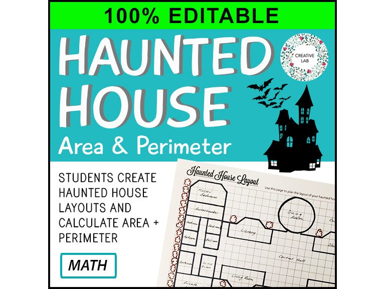Math Haunted House Design - Area & Perimeter - 100% Editable // Printa ...