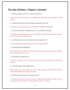The City of Ember - Chapter Comprehension Questions & Answers - 100% E ...