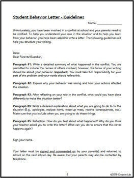 Student Behaviour Letter - To Parents - 100% Editable // Printable Tea ...