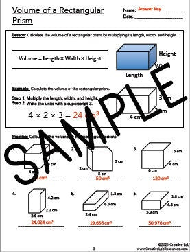Volume of Rectangular Prisms - Lesson & Practice Questions // Printabl ...